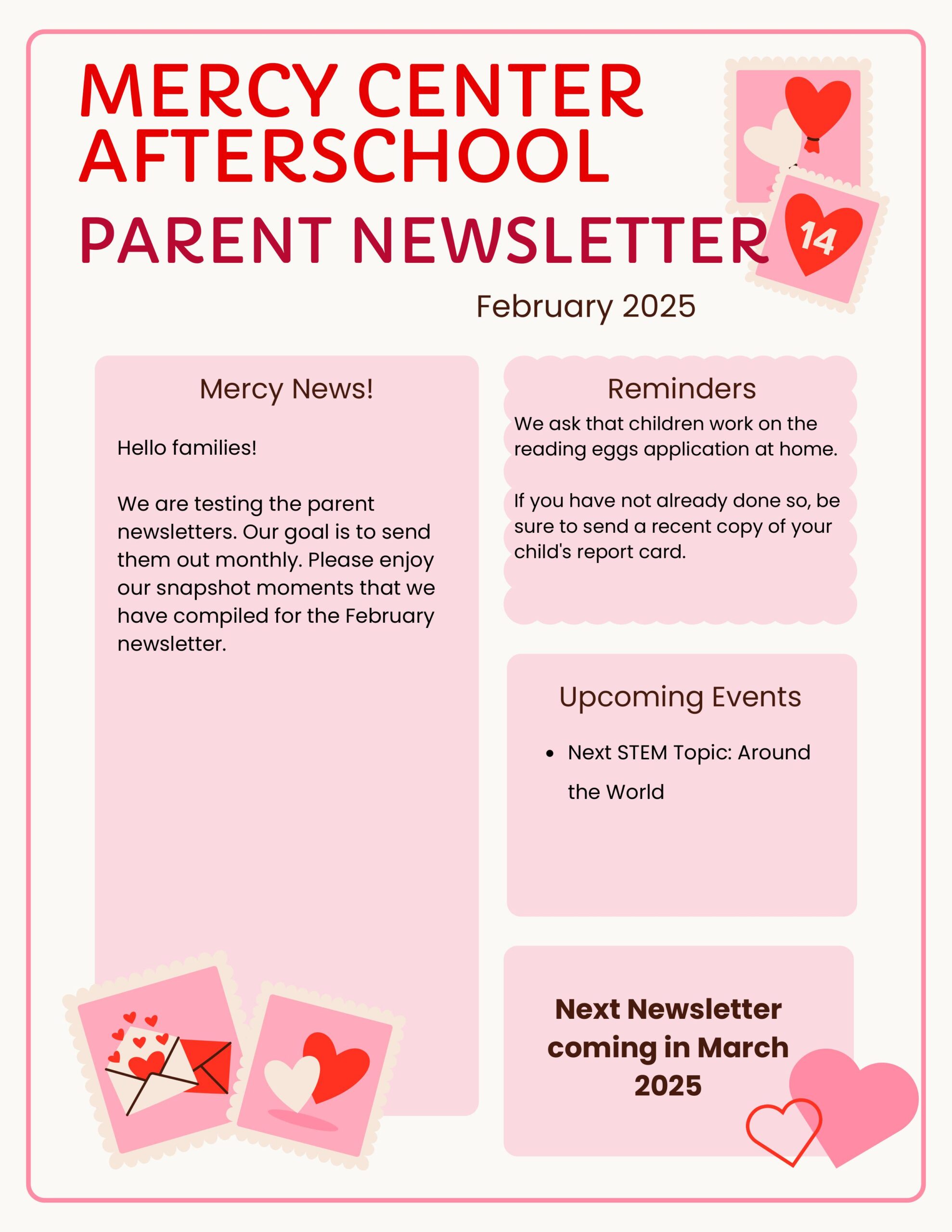 Youth Programs' February Newsletter - Mercy Center